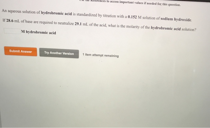 Solved An aqueous solution of hydrobromic acid is | Chegg.com