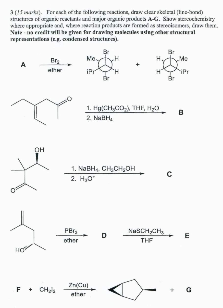 Solved 3 (15 marks). For each of the following reactions, | Chegg.com