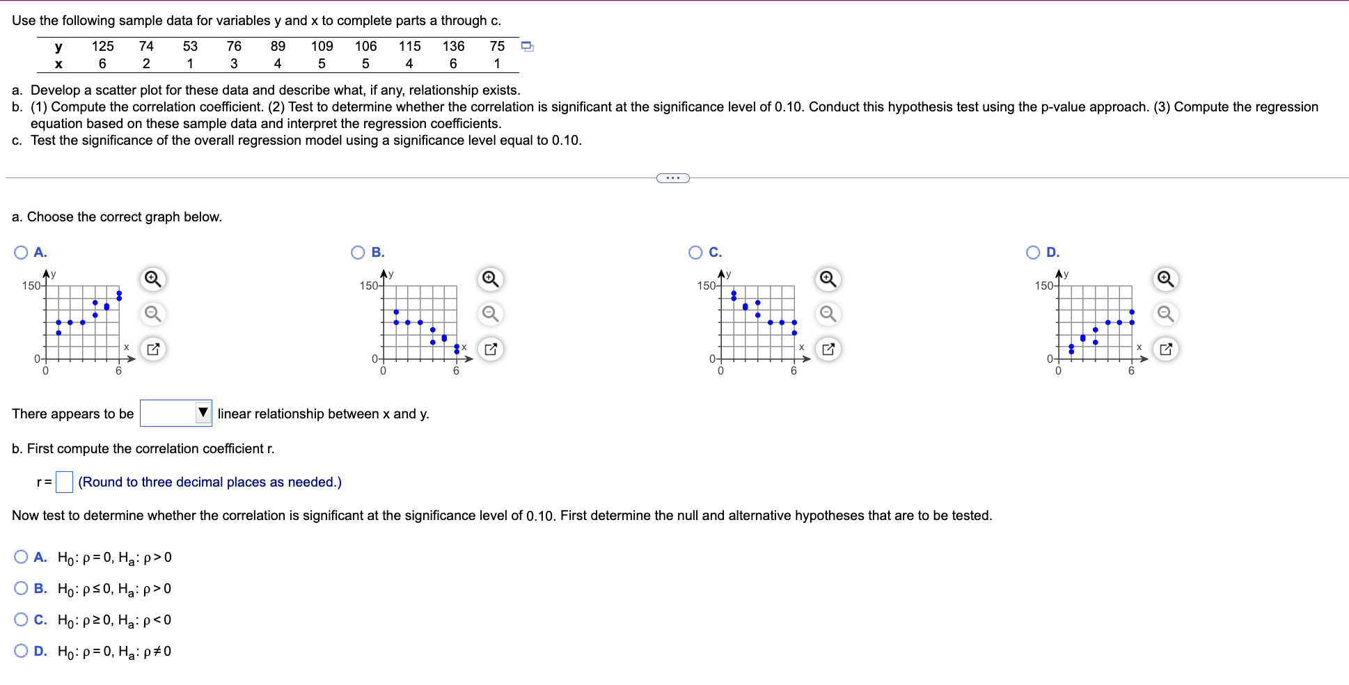 Solved Use the following sample data for variables y and x | Chegg.com