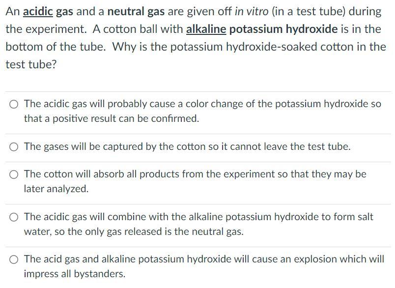 Solved An acidic gas and a neutral gas are given off in | Chegg.com