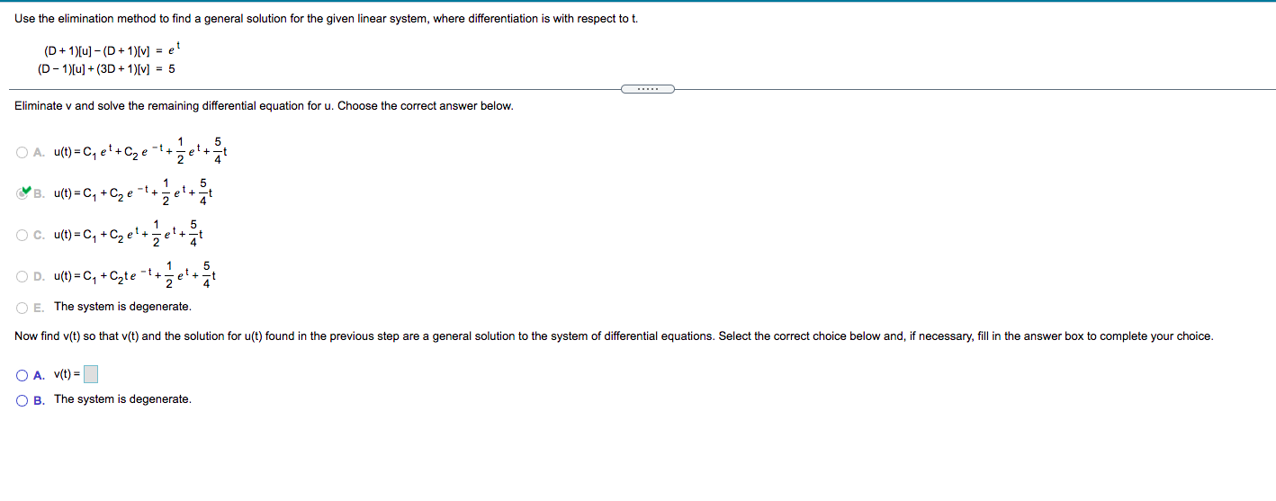 Solved Use the elimination method to find a general solution | Chegg.com