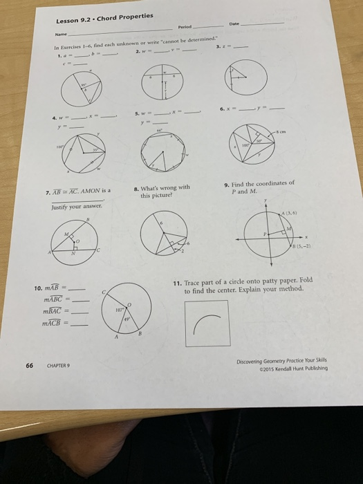 Solved Lesson 9.2 Chord Properties In Exercises 1-6, find | Chegg.com