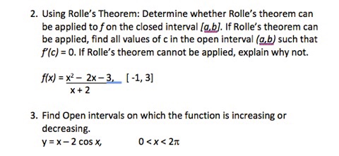 Solved 2. using Rolle's Theorem: Determine whether Rolle's | Chegg.com