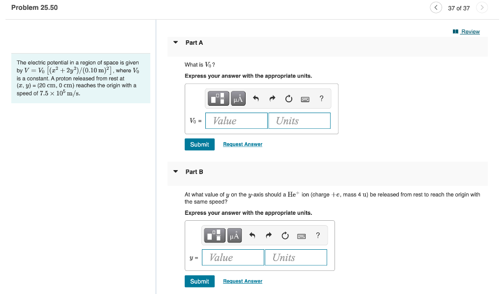 Solved Problem 25.50 37 of 37 1 Review Part A What is V? The | Chegg.com