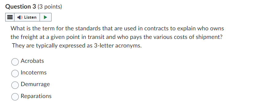 Solved Question 3 (3 ﻿points)What is the term for the | Chegg.com