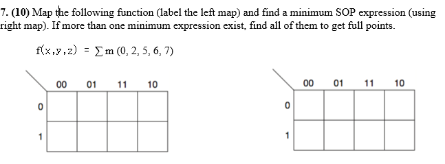 Solved 7.(10) Map the following function (label the left | Chegg.com