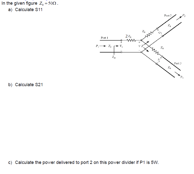 Solved In the given figure Zo = 500. a) Calculate S11 Port 2 | Chegg.com