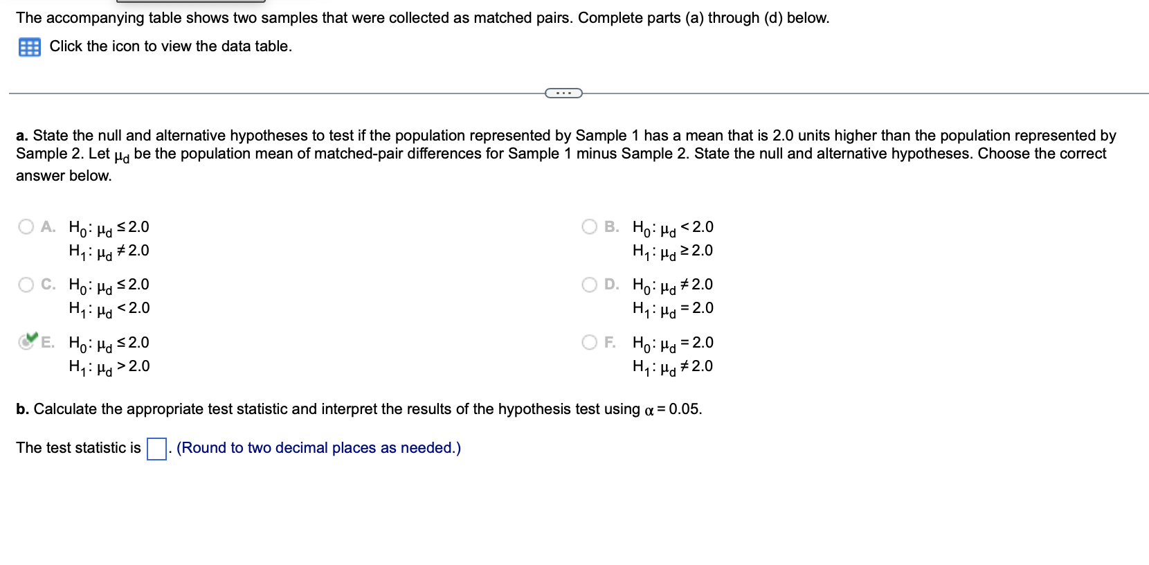 Solved The accompanying table shows two samples that were | Chegg.com