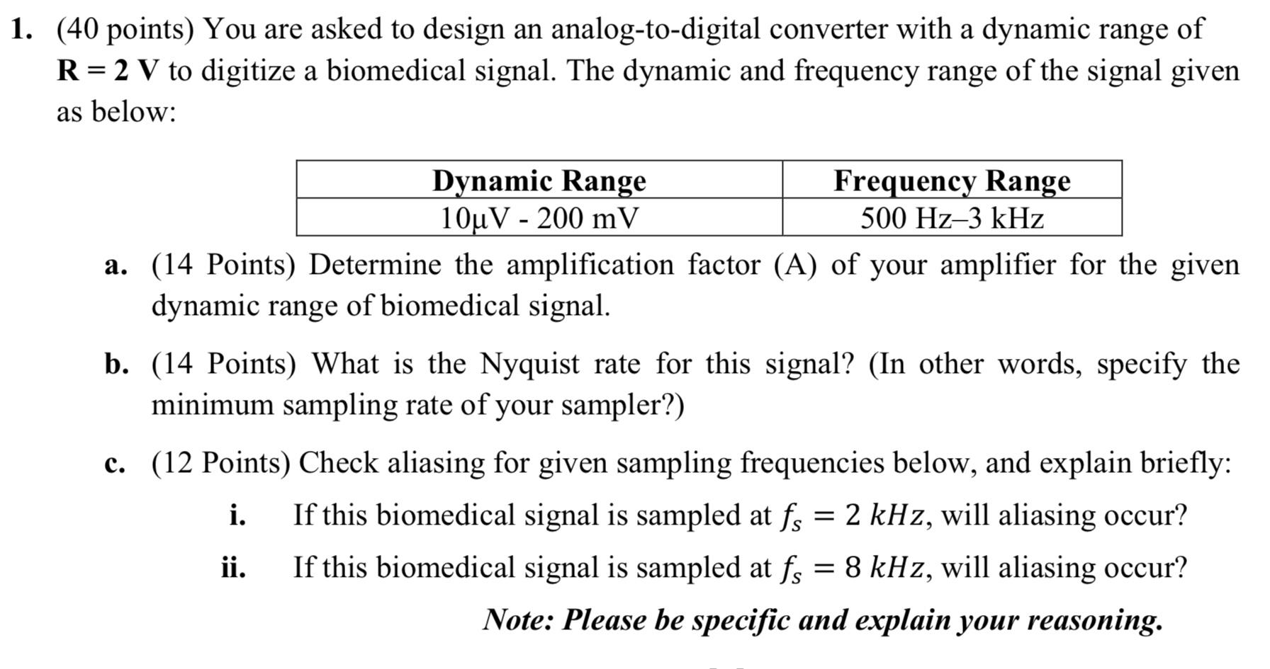 Solved (40 points) You are asked to design an | Chegg.com