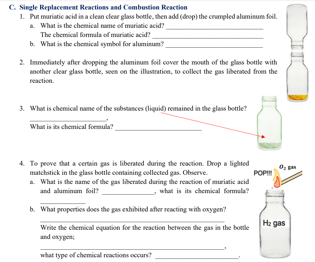 Solved C. Single Replacement Reactions and Combustion | Chegg.com