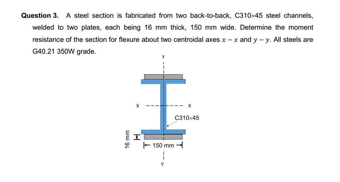 Solved Question 3 A steel section is fabricated from two | Chegg.com