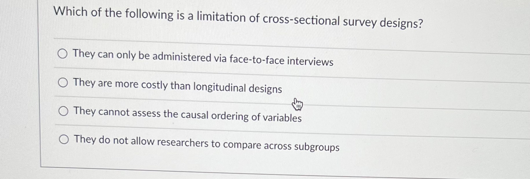 Solved Which of the following is a limitation of | Chegg.com
