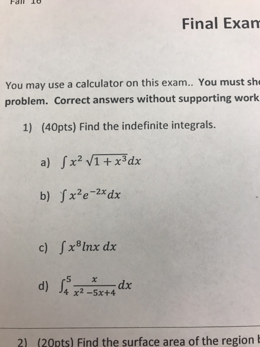 Solved Final Exan You may use a calculator on this exam.. | Chegg.com