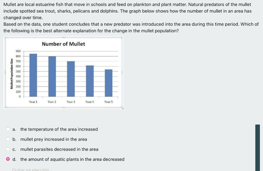 Solved Mullet are local estuarine fish that move in schools | Chegg.com