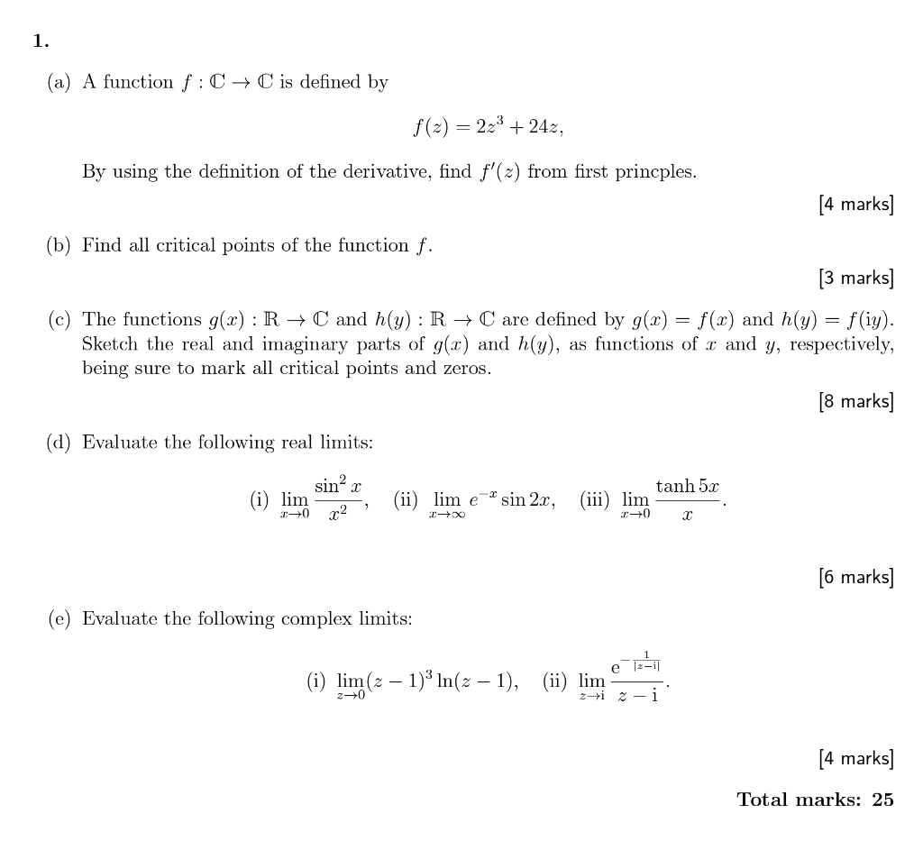 Solved 1. (a) A function f:C+C is defined by f(2) = 223 | Chegg.com