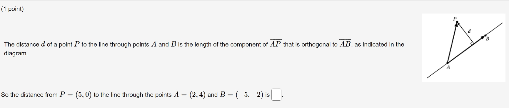 Solved The distance d of a point P to the line through | Chegg.com
