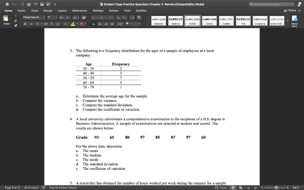 Solved 3. The following is a frequency distribution for the | Chegg.com