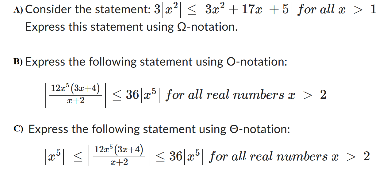Solved A) Consider the statement: 3∣∣x2∣∣≤∣∣3x2+17x+5∣∣ for | Chegg.com