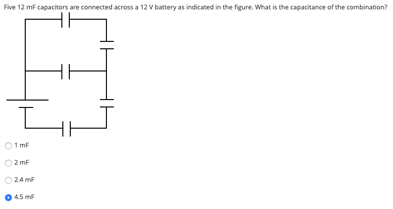Solved: Five 12 MF Capacitors Are Connected Across A 12 V ... | Chegg.com