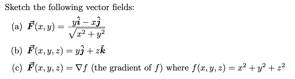 Solved Sketch the following vector fields: (a) | Chegg.com