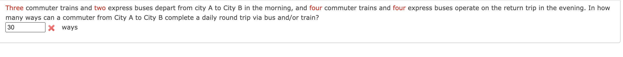 Solved Three commuter trains and two express buses depart | Chegg.com