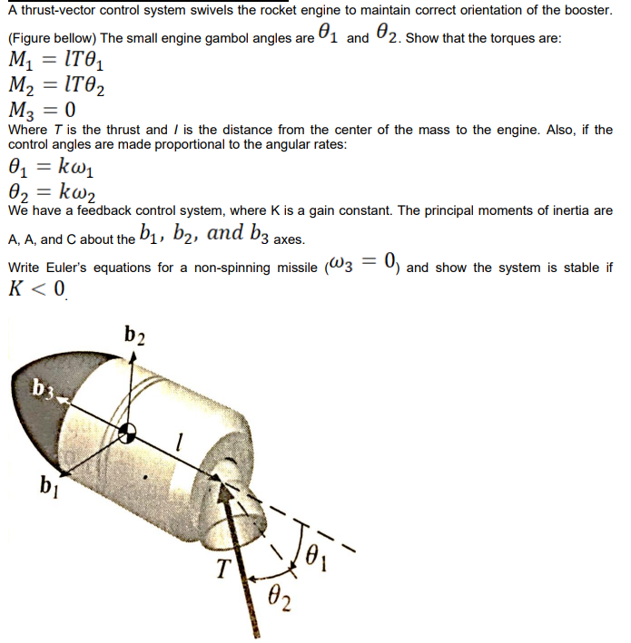 Solved A thrust-vector control system swivels the rocket | Chegg.com