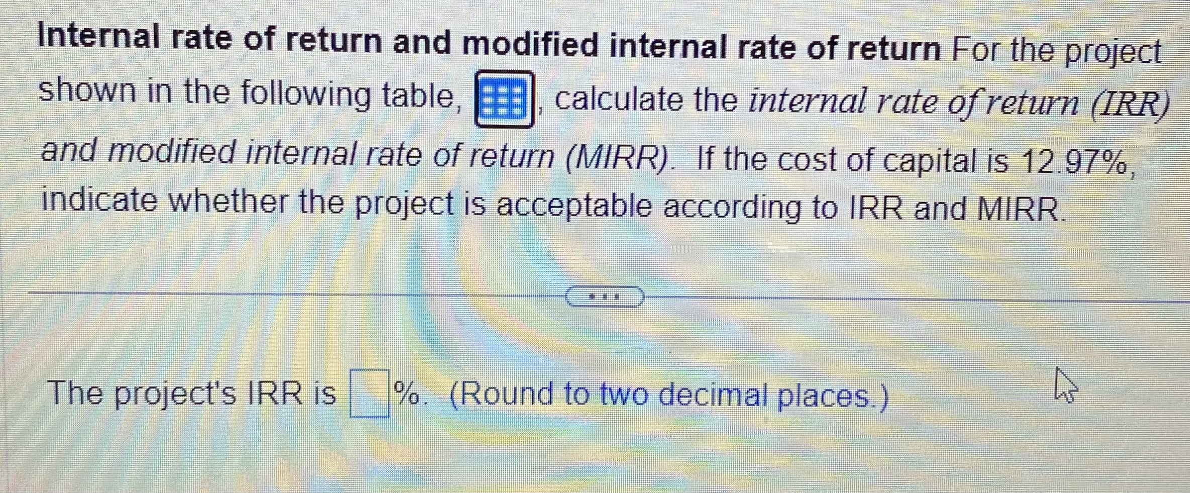 Solved Internal rate of return and modified internal rate of | Chegg.com