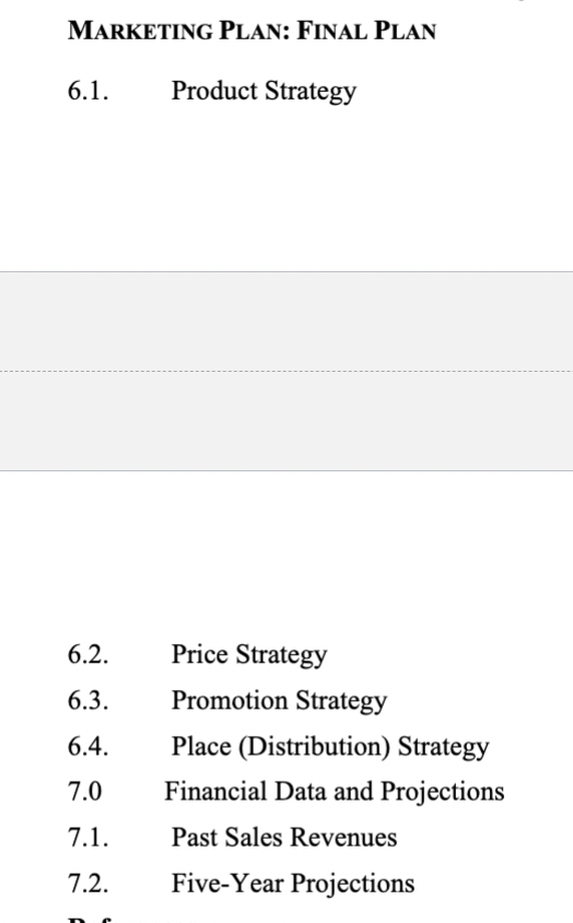 Solved Marketing Plan: Final Plan 6.1. Product Strategy 6.2. | Chegg.com