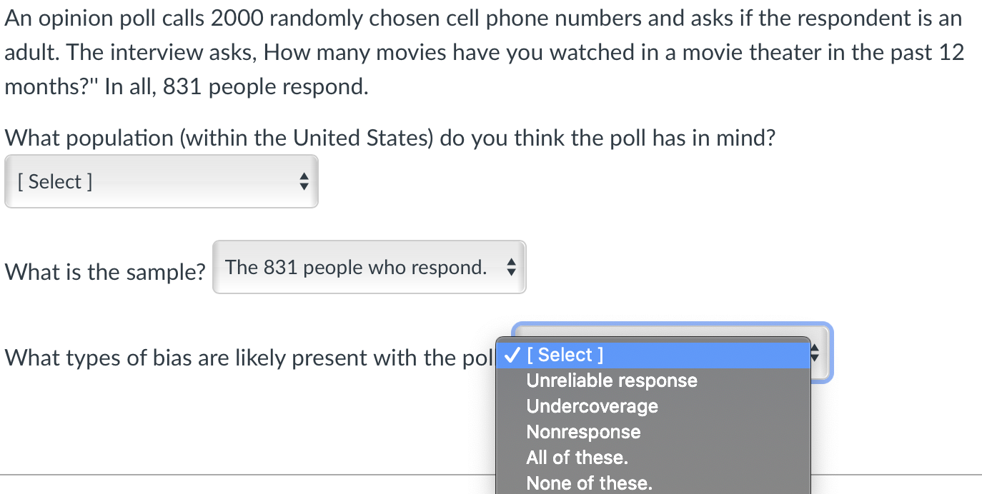 Solved An opinion poll calls 2000 randomly chosen cell phone | Chegg.com