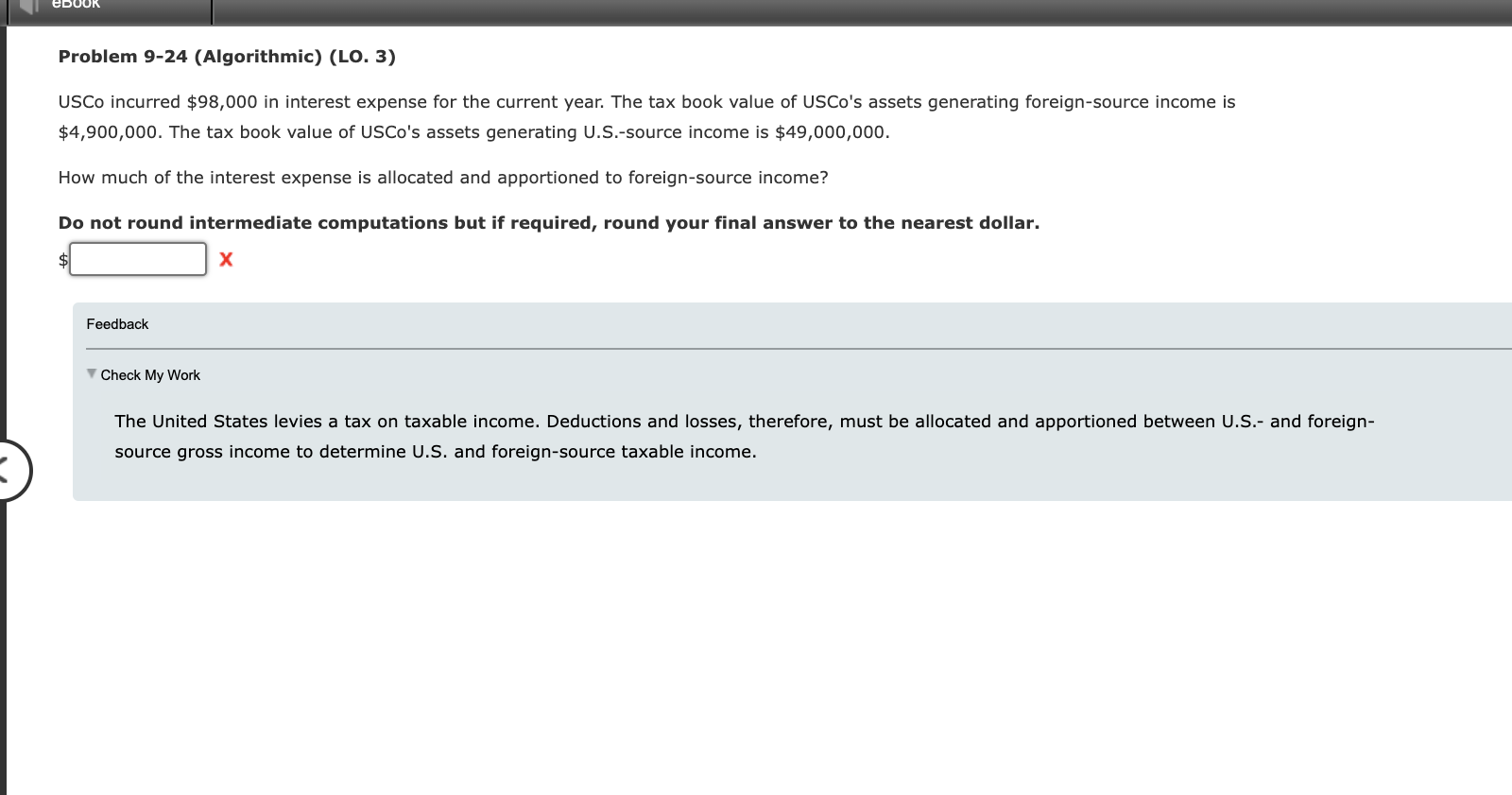 Solved eBOOK Problem 9-24 (Algorithmic) (LO. 3) USCo | Chegg.com