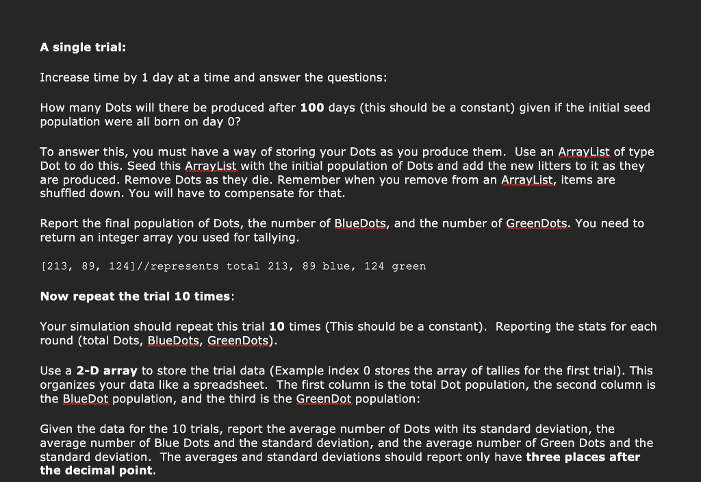 Solved DotSimulation You will have an abstract class called | Chegg.com
