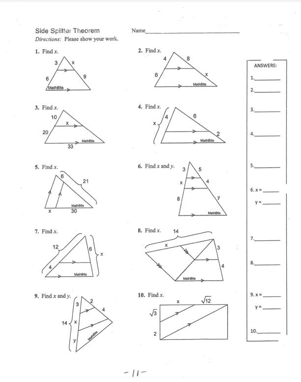 Solved Name Side Splitter Theorem Directions: Please show | Chegg.com