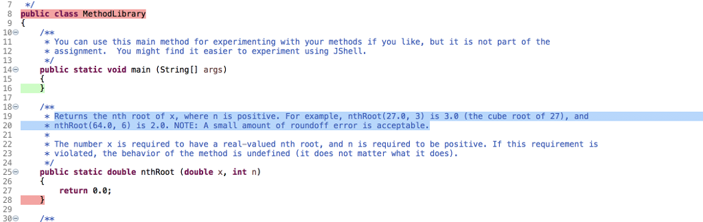 Solved 8 public class MethodLibrary 10e ** 12 k You can use | Chegg.com