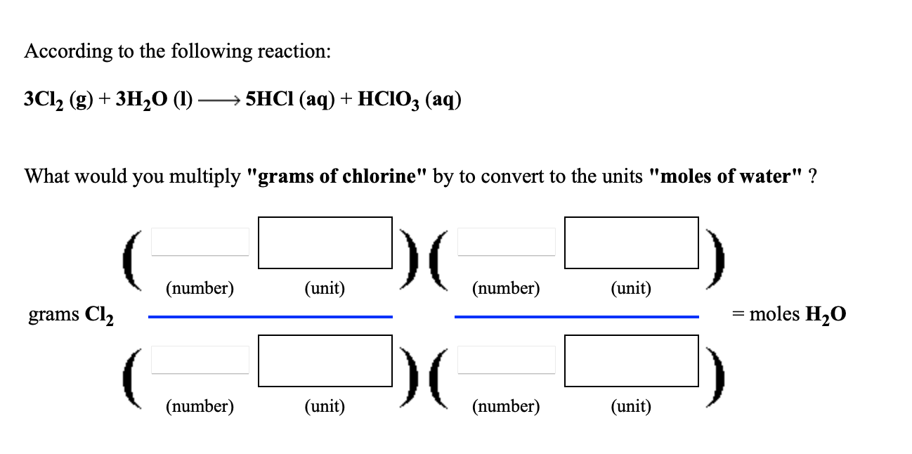 According to the following reaction: 3Cl2 (g) + 3H2O | Chegg.com