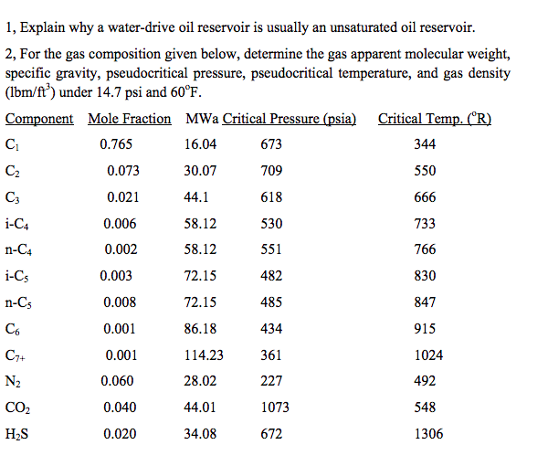 1, Explain why a water-drive oil reservoir is usually | Chegg.com