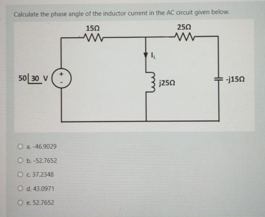 Solved Calculate the phase angle of the inductor current in | Chegg.com