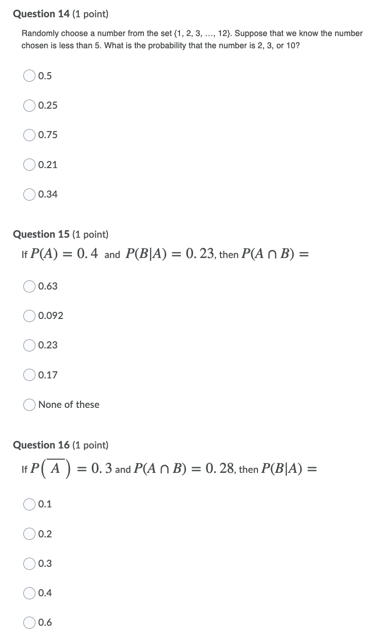 Solved Question 14 (1 point) Randomly choose a number from | Chegg.com