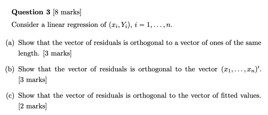 Solved Consider a linear regression of (xi,Yi),i=1,…,n. (a) | Chegg.com