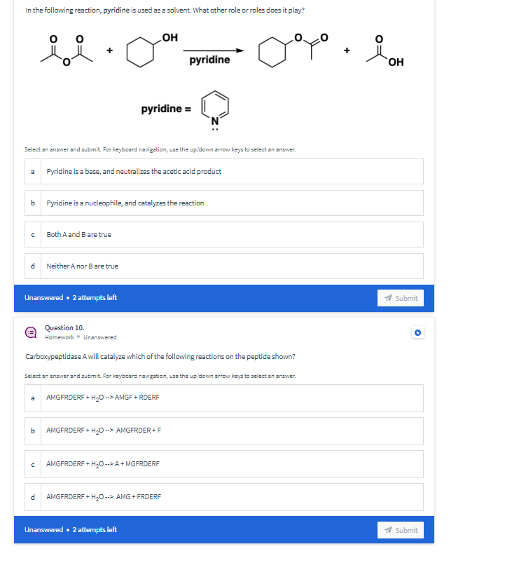 Solved In the following reaction, pyridine is used as a | Chegg.com