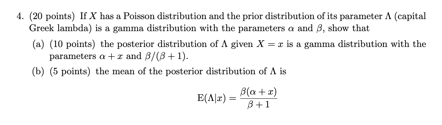 Solved (20 points) If X has a Poisson distribution and the | Chegg.com