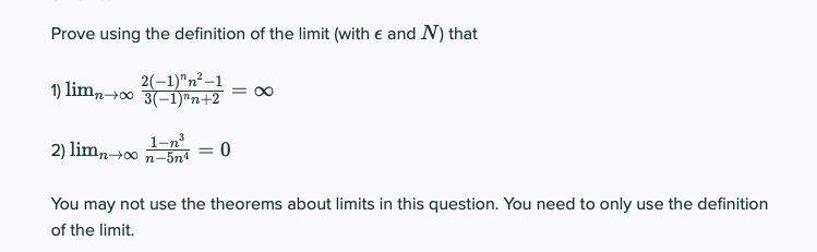 Solved Prove using the definition of the limit (with € and | Chegg.com