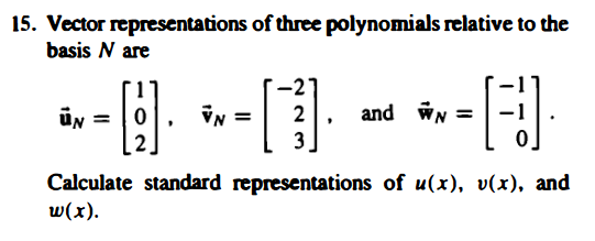 Solved Vector representations of three polynomials relative | Chegg.com