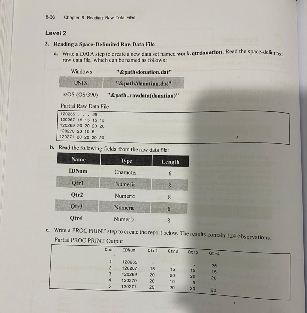 Solved 8-36 Chapter 8 Reading Raw Data Files Level 2 2. | Chegg.com