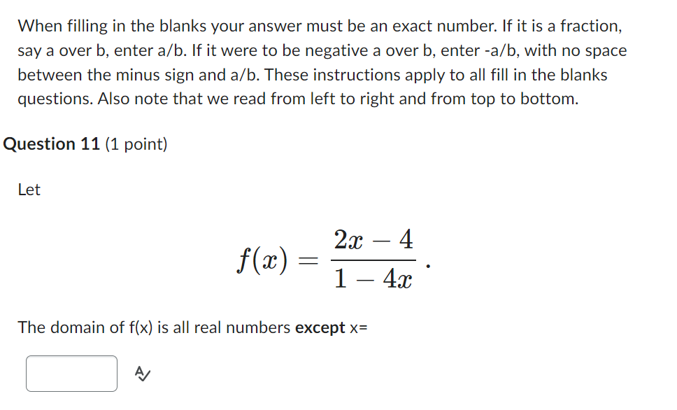 Solved Letf(x)=2x-41-4x.The domain of f(x) ﻿is all real | Chegg.com