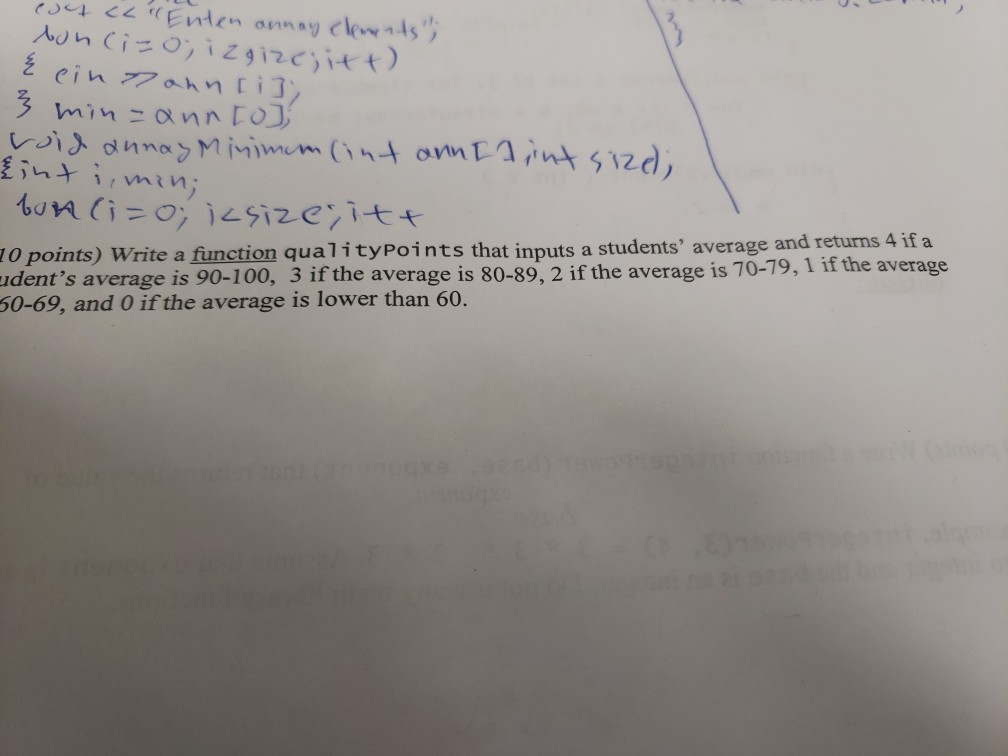Solved ntn 10 points) Write a function qualityPoints that | Chegg.com