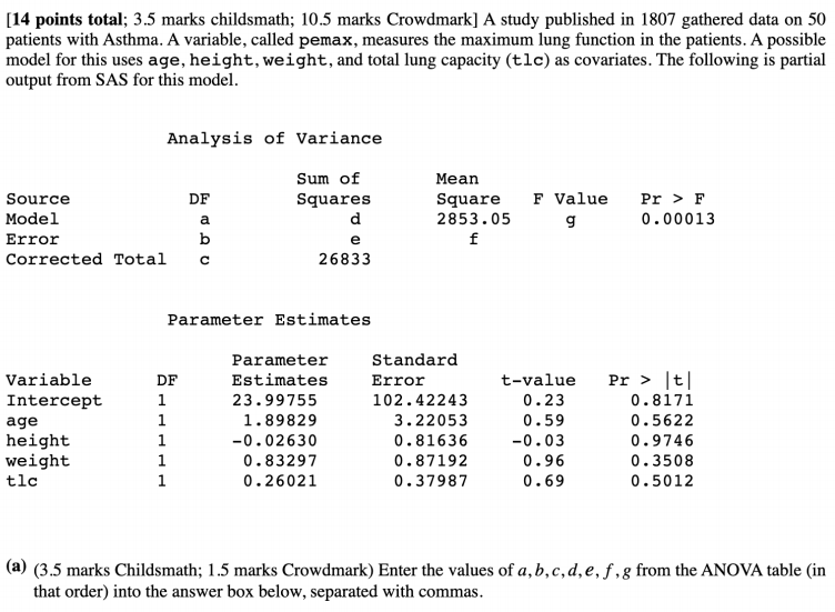 Solved [14 points total; 3.5 marks childsmath; 10.5 marks | Chegg.com