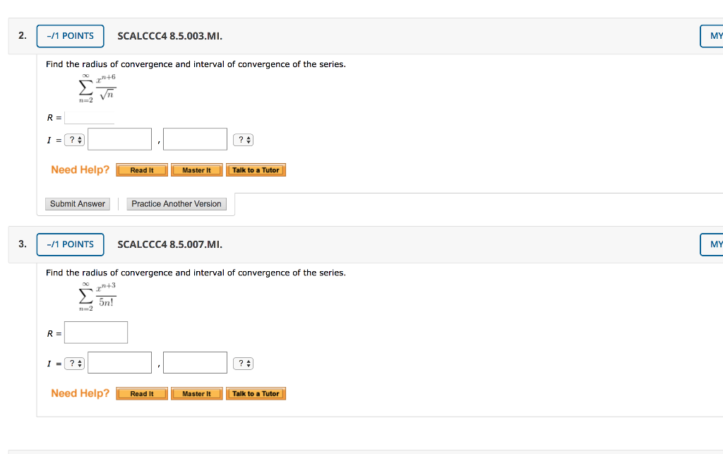 Solved -11 POINTS SCALCCC4 8.5.003.MI. MY Find the radius of | Chegg.com