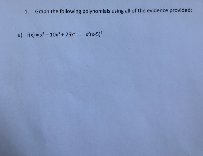 Solved 1. Graph the following polynomials using all of the | Chegg.com