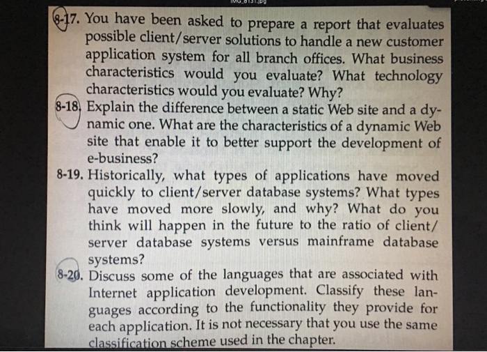 Solved -17. You have been asked to prepare a report that | Chegg.com
