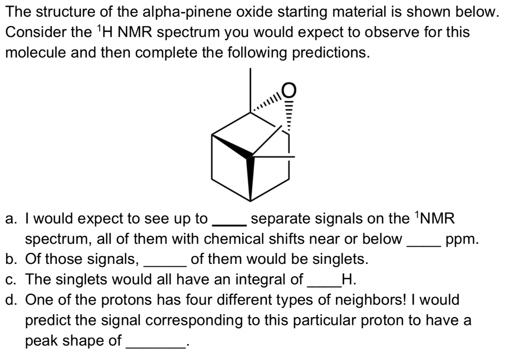 Solved The structure of the alpha-pinene oxide starting | Chegg.com